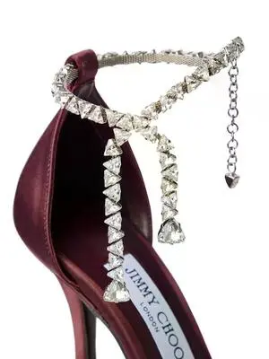 JIMMY CHOO Stevie 100 Crystal Anklet Pumps - Red