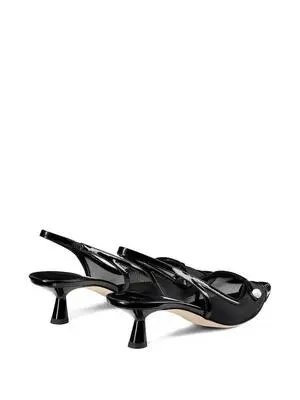 JIMMY CHOO 45mm Patent Nappa Leather And Mesh Slingback Pumps