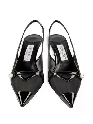 JIMMY CHOO 45mm Patent Nappa Leather And Mesh Slingback Pumps
