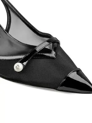 JIMMY CHOO 45mm Patent Nappa Leather And Mesh Slingback Pumps