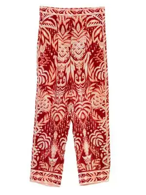 Farm Rio Tropical Tapestry Pleated Ikat Trousers - Red
