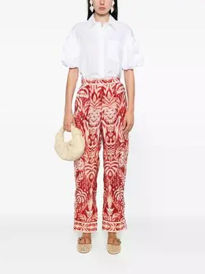 Farm Rio Tropical Tapestry Pleated Ikat Trousers