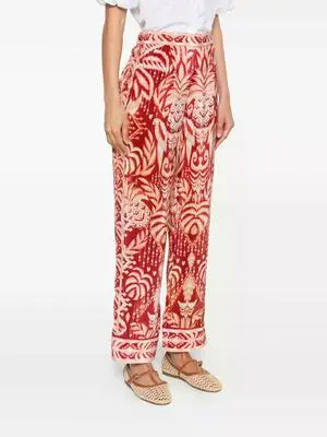 Farm Rio Tropical Tapestry Pleated Ikat Trousers