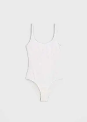 TOTEME Monogram Pointelle Swimsuit - White