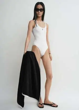 TOTEME Monogram Pointelle Swimsuit - White