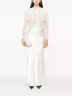 SELF-PORTRAIT Lace-panel Satin Maxi Dress