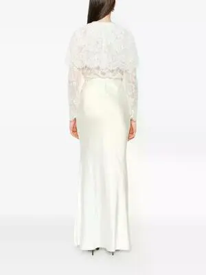 SELF-PORTRAIT Lace-panel Satin Maxi Dress