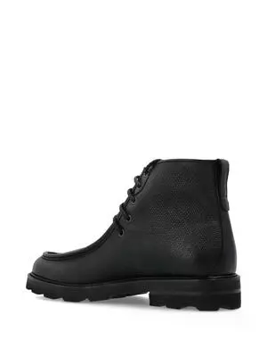 Brioni Lace-up Textured Leather Biker Boots