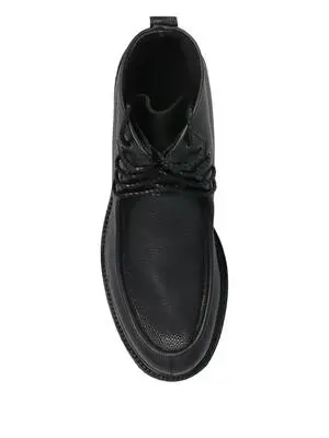 Brioni Lace-up Textured Leather Biker Boots