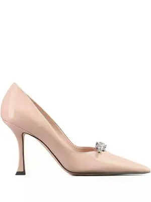 JIMMY CHOO 90mm Belinda Patent-leather Pumps - Neutrals