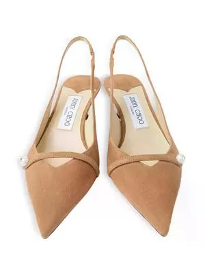 JIMMY CHOO 45mm Amita Pearl-embellished Slingback Pumps - Neutrals