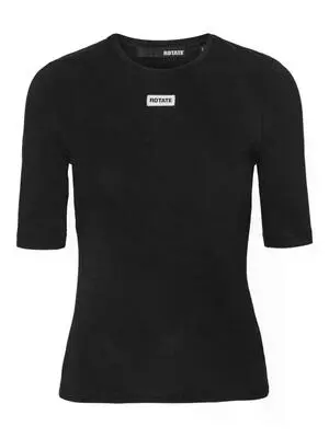 ROTATE BY BIRGER CHRISTENSEN Logo-detail Short-sleeve T-shirt - Black