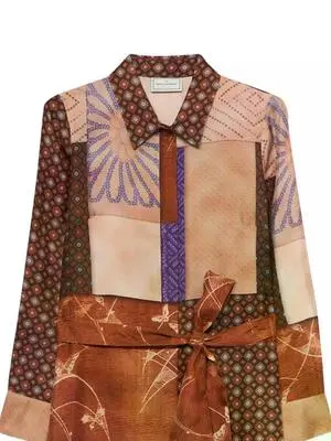 PIERRE-LOUIS MASCIA Aloe Patchwork Belted Dress