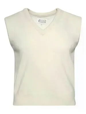 MAISON MARGIELA V-neck Cropped Vest - White
