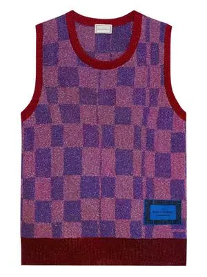 PIERRE-LOUIS MASCIA Plaid-pattern Knit Vest - Purple