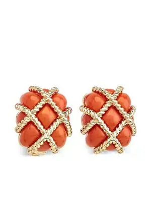 KENNETH JAY LANE Coral Quilted Clip Earrings - Gold