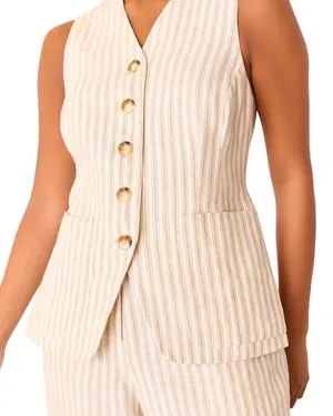 Whistles Petite Linen Stripe Vest