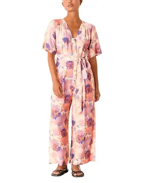 Whistles Floral Button-front Jumpsuit - Pink/multi
