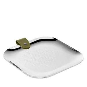 Christofle Club Trinket Tray With Leather Detail - Silver And Green