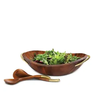 NAMBE Braid Gold Salad Bowl & Servers - No Color