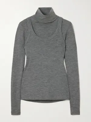 RÓHE Convertible Layered Merino Wool-jersey Turtleneck Top