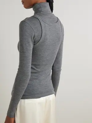 RÓHE Convertible Layered Merino Wool-jersey Turtleneck Top