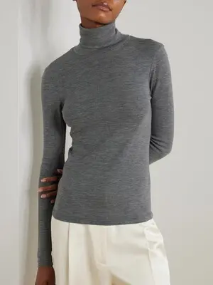 RÓHE Convertible Layered Merino Wool-jersey Turtleneck Top
