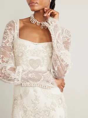 CLIO PEPPIATT Flora Embellished Lace Gown