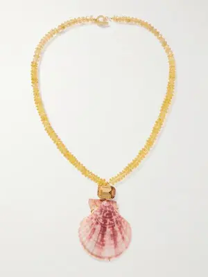 JENNIFER BEHR Roma Gold-plated, Citrine, Shell And Crystal Necklace - Red