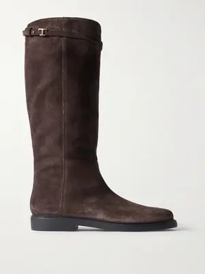 TOD'S Embellished Suede Knee Boots - Brown