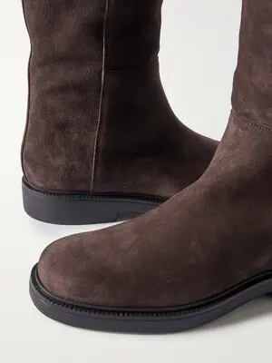 TOD'S Embellished Suede Knee Boots - Brown