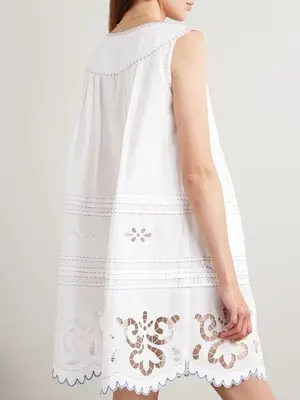 Vita Kin Cleo Pintucked Broderie Anglaise Cotton-batiste Mini Dress - White