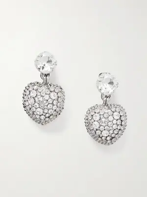 Alessandra Rich Crystal Clip Earrings - Silver