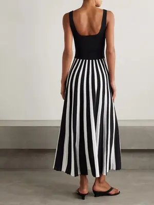Maria Mcmanus Striped Ribbed Pointelle-knit Midi Dress