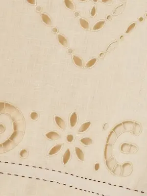Vita Kin Topstitched Broderie Anglaise Linen Tank - Neutrals