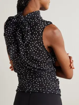 Magda Butrym Draped Polka-dot Silk-chiffon Blouse