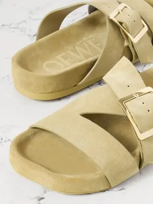 Loewe Ease Buckled Suede Slides