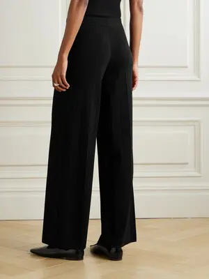 Max Mara Lama Ribbed Jersey Wide-leg Pants - Black