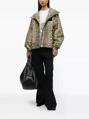 GANNI Leopard Print Hooded Jacket - Neutrals