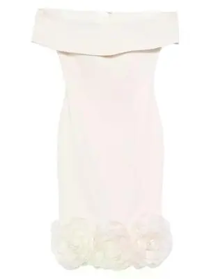 TARIK EDIZ Off-shoulder Rose-embellished Midi Dress