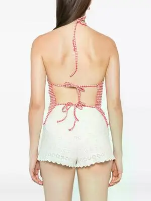 Hunza G Gingham Halterneck Top