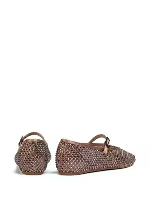 LE SILLA Gilda Embellished Satin Ballet Flats - Brown