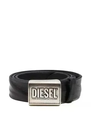DIESEL Belt With Logo Buckle - Black