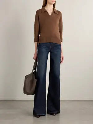 Khaite Herve Cashmere Polo Sweater - Brown