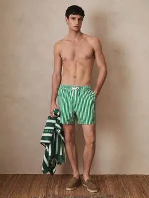 REISS Corva Striped Swim Shorts - Green/white