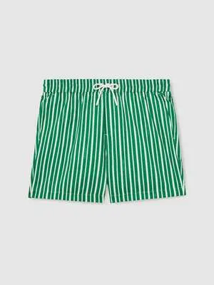 REISS Corva Striped Swim Shorts - Green/white