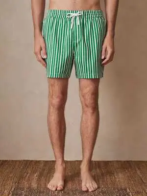 REISS Corva Striped Swim Shorts - Green/white
