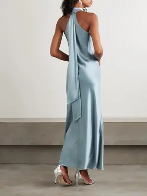 Galvan Pandora Satin Halterneck Midi Dress