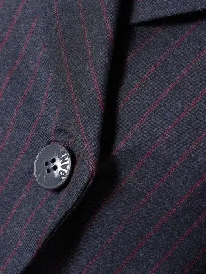 GANNI Asymmetric Pinstriped Woven Blazer - Gray