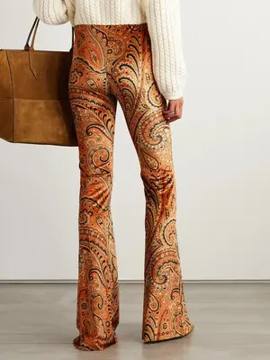 Etro Paisley-print Stretch-velvet Flared Pants